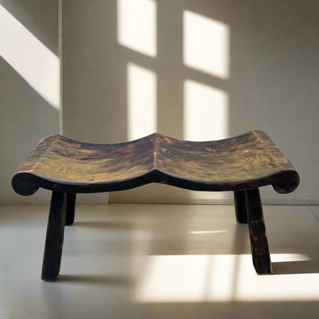 Aged Wavy Bench - Handcrafted Teakwood Furniture – Water Tiger