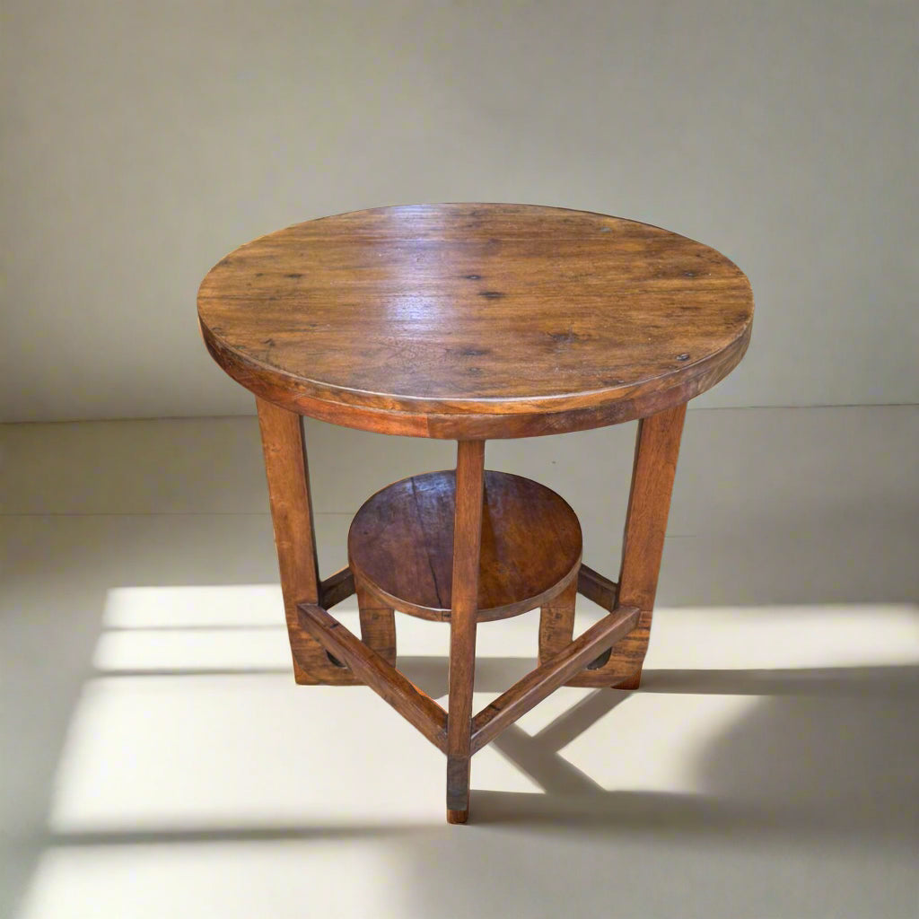 Vintage Teak Occasional Table - Round Art Deco Side Table | Water Tige ...